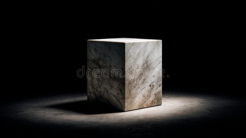 Elegant Marble Cube in Dramatic Lighting Stock Illustration ...