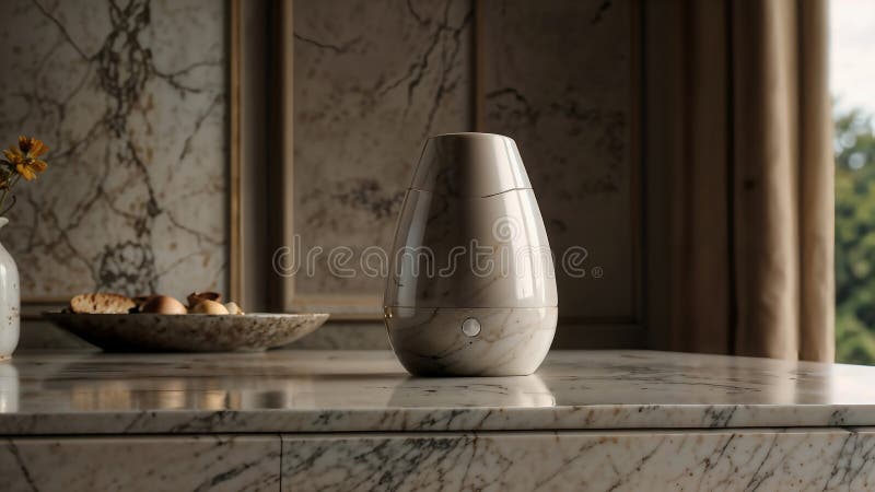 Elegant Marble Diffuser on Marble Countertop in Sunlit Kitchen I Stock ...