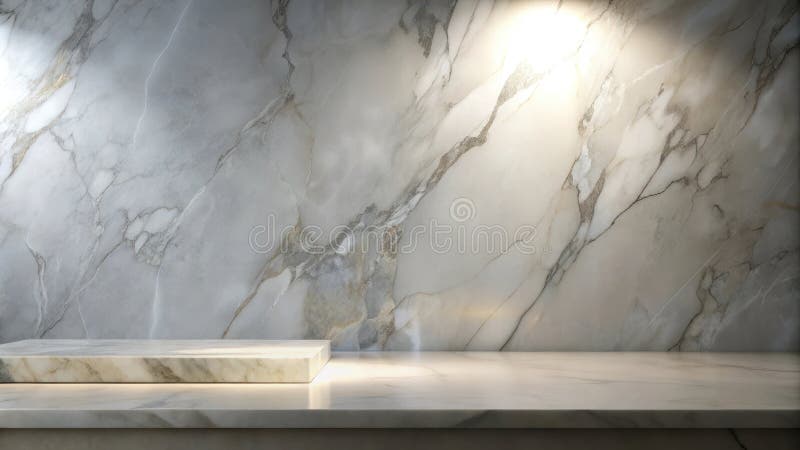 Elegant Marble Display with Elevated Platform and Subtle Lighting ...