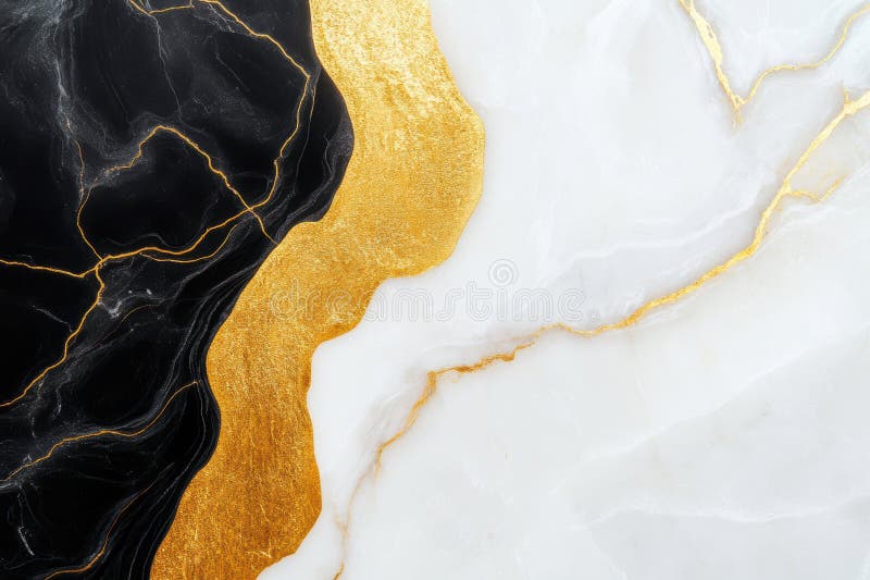 Elegant Marble Featuring a Gold Leaf Pattern Alongside Black and White ...
