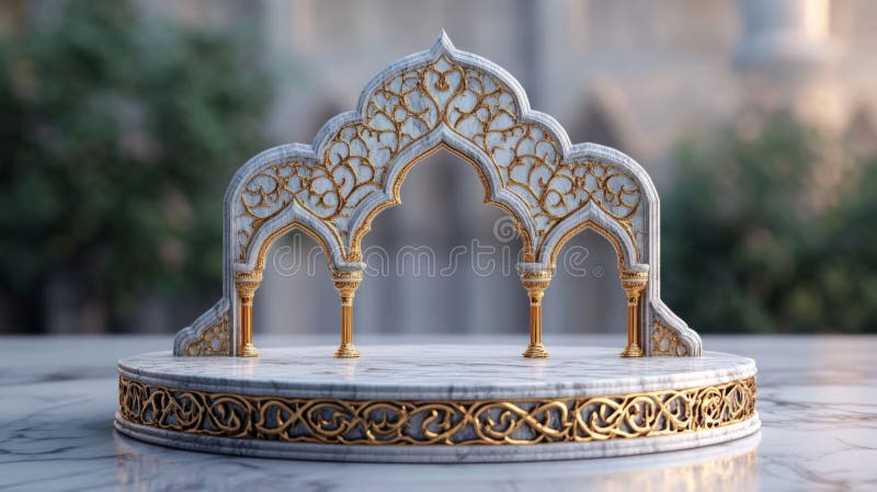 Elegant Marble and Gold Archway Display Stand Stock Illustration ...
