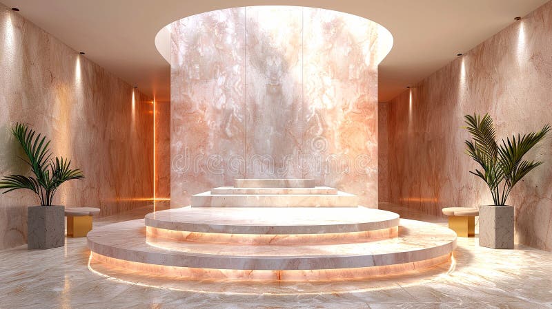 Elegant Marble Interior Design Showcase Featuring Glowing Steps and ...