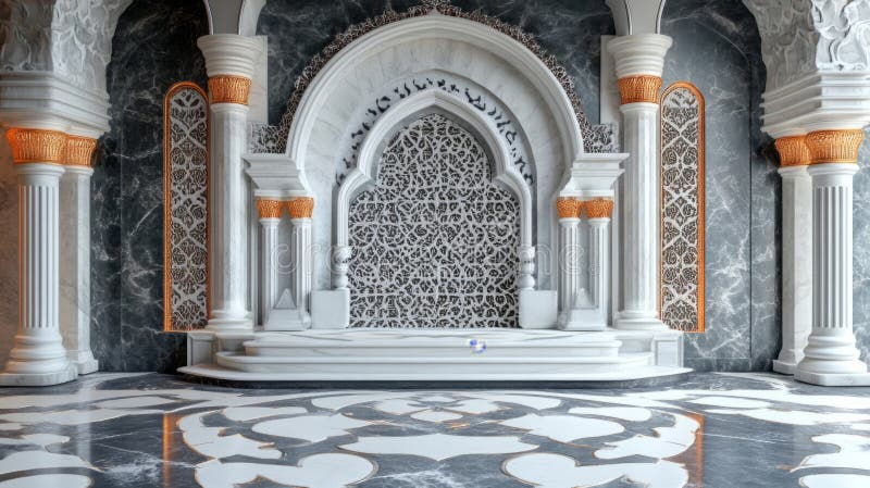 Elegant Marble Interior with Islamic Architectural Design Stock ...