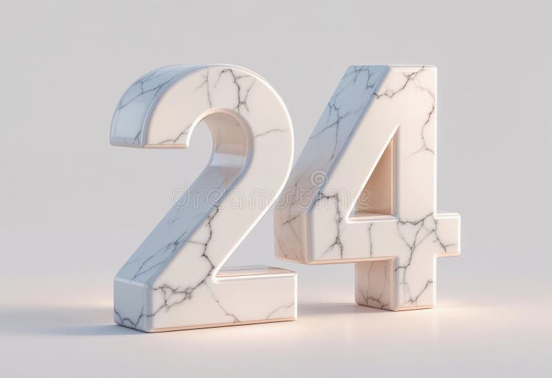 Elegant Marble Numbers Displaying the Figure 24 on a Soft Background ...
