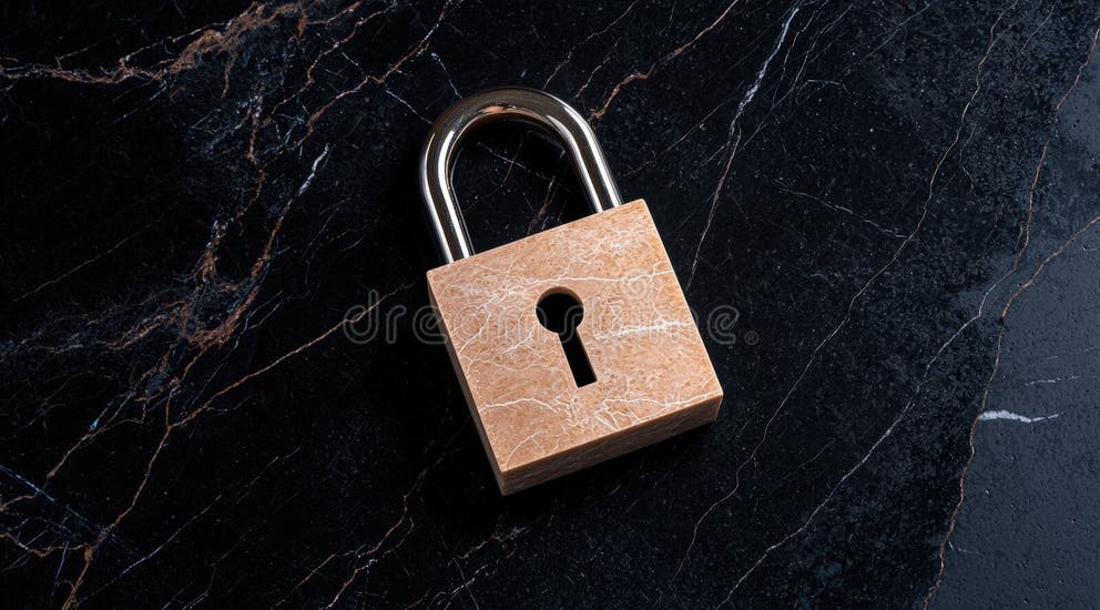 Elegant Marble Padlock on Dark Stone Surface for Security. Stock ...