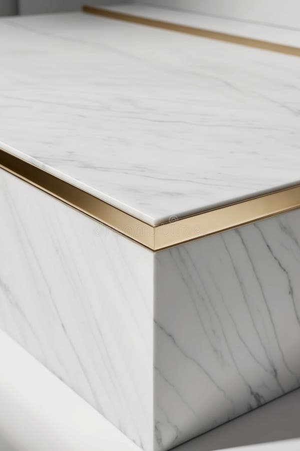 Elegant Marble Platform with Golden Trim. Stock Photo - Image of stone ...