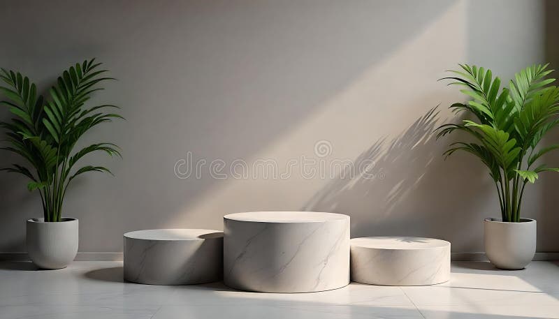 Elegant Marble Podiums with Plants Create a Sleek and Minimalist ...
