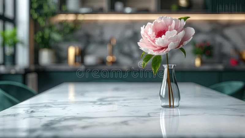 Elegant Marble Table with a Delicate Peony Arrangement in a Modern ...