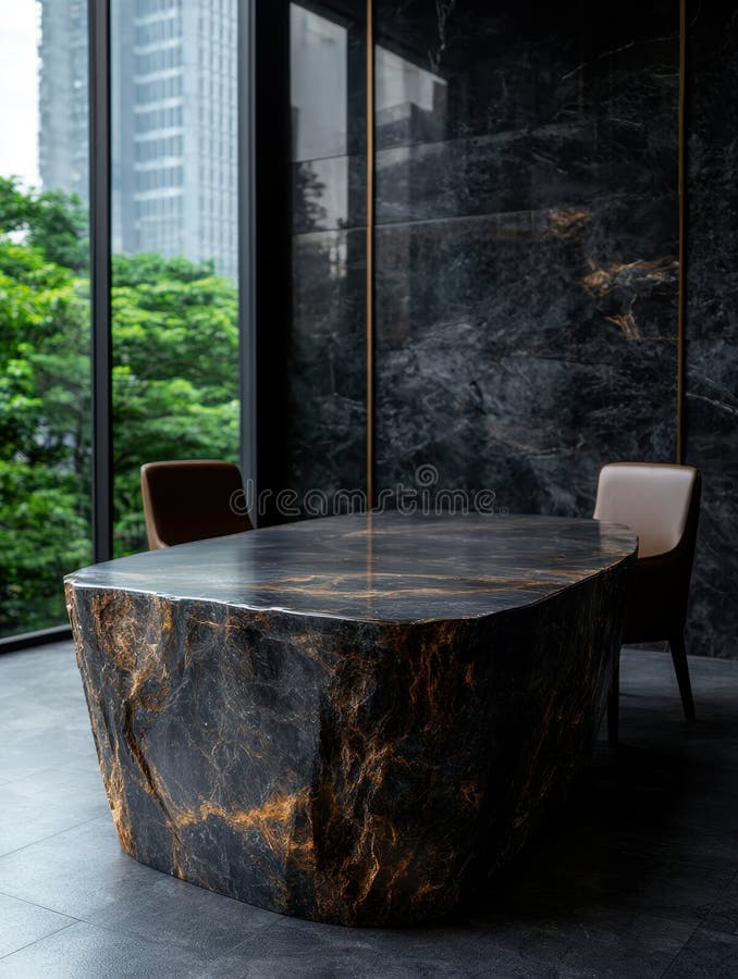 Elegant Marble Table in Modern Office Interior Stock Illustration ...