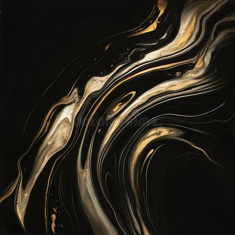 Elegant Marbled Pattern with Black Background and Irregular Gold ...