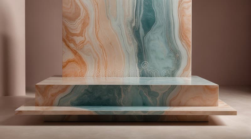 Elegant Marbled Platform with Unique Orange and Green Patterns Stock ...
