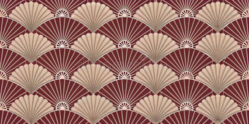 Elegant Maroon and Beige Scallop Shell Fan Pattern Design. Generative ...