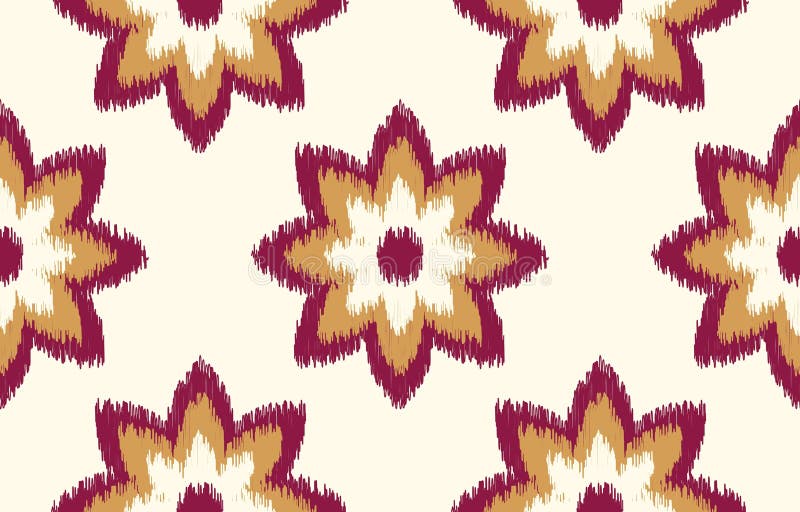 Elegant Maroon Gold Floral Ikat Pattern Seamless Design Textile Fabric ...