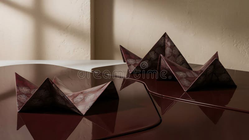 Elegant Maroon Origami Paper Decorations on Dark High Quality Image ...