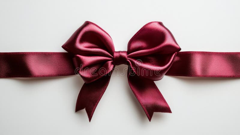 Elegant Maroon Ribbon Bow on White Background Stock Illustration ...