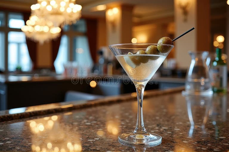Elegant Martini Cocktail with Olives in Luxurious Bar Setting Stock ...