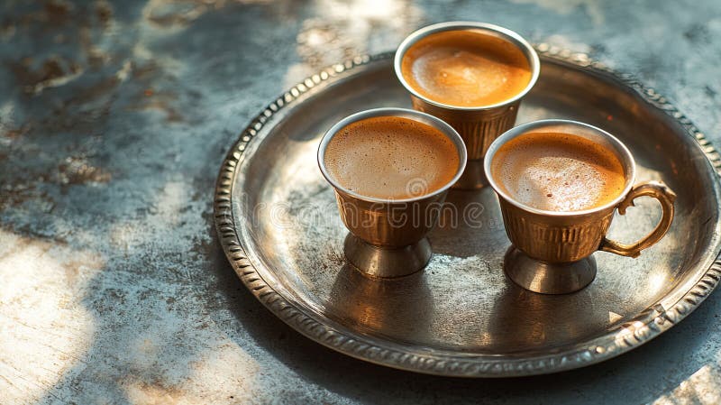 Elegant Masala Chai Presentation on Silver Thali with Warm Lighting ...