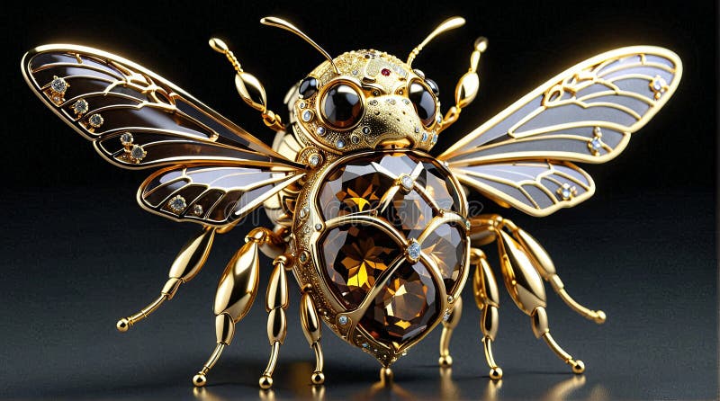 Elegant Mechanical Bee with Yellow Topaz Stock Illustration ...