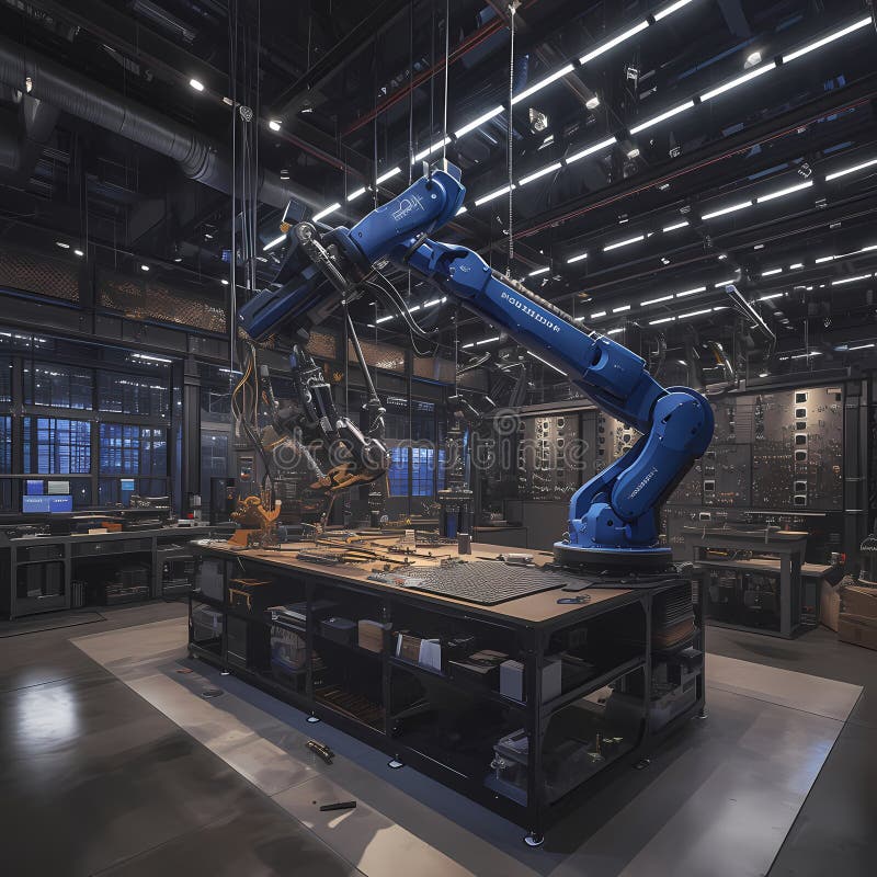 Elegant Mechanized Manufacturing Plant Interior Stock Illustration ...