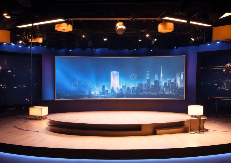 Elegant Media Studio with Dynamic Lighting Features Stock Illustration ...