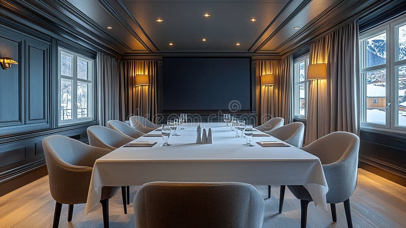 Elegant Meeting Room with a Large Table, Perfect for Gatherings Stock ...