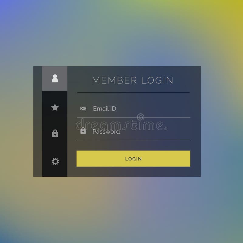 Member Login Form Ui Template Design In Hexagonal Shape Stock Vector ...