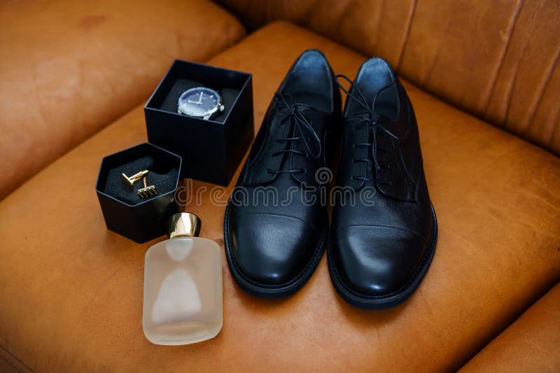 Elegant Men& X27;s Accessories on a Vintage Sofa Stock Image - Image of ...