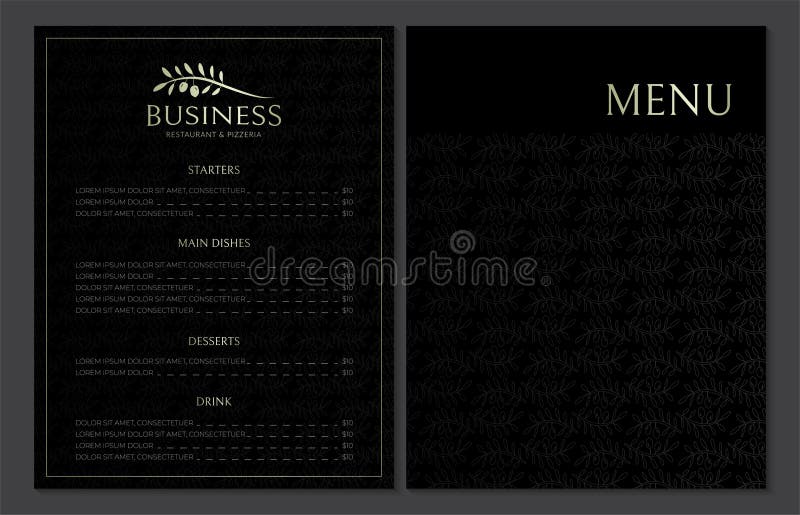 Elegant Menu Design for Italian Style Restaurant in Black Color with ...