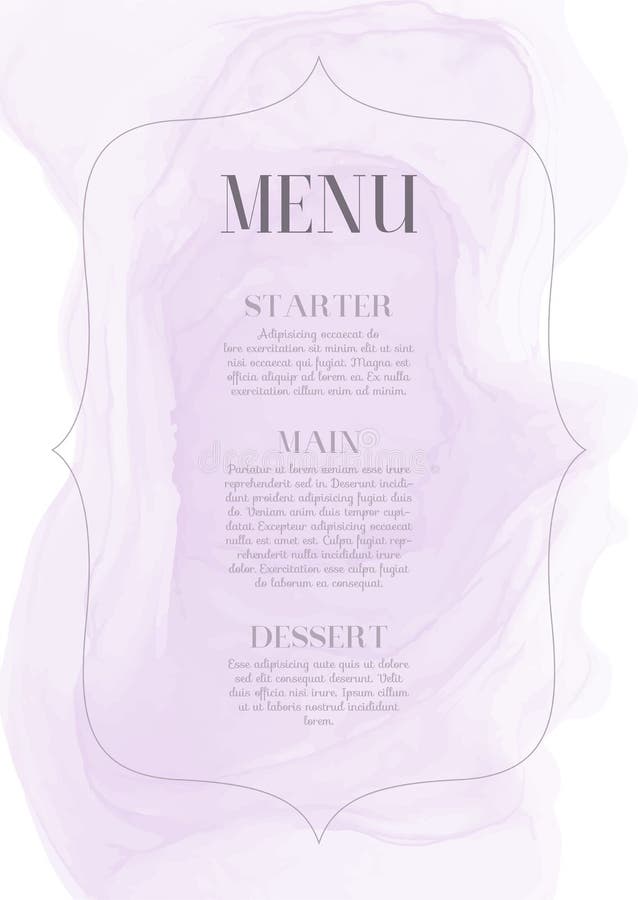 Elegant Menu Design with Watercolour Texture Stock Vector ...