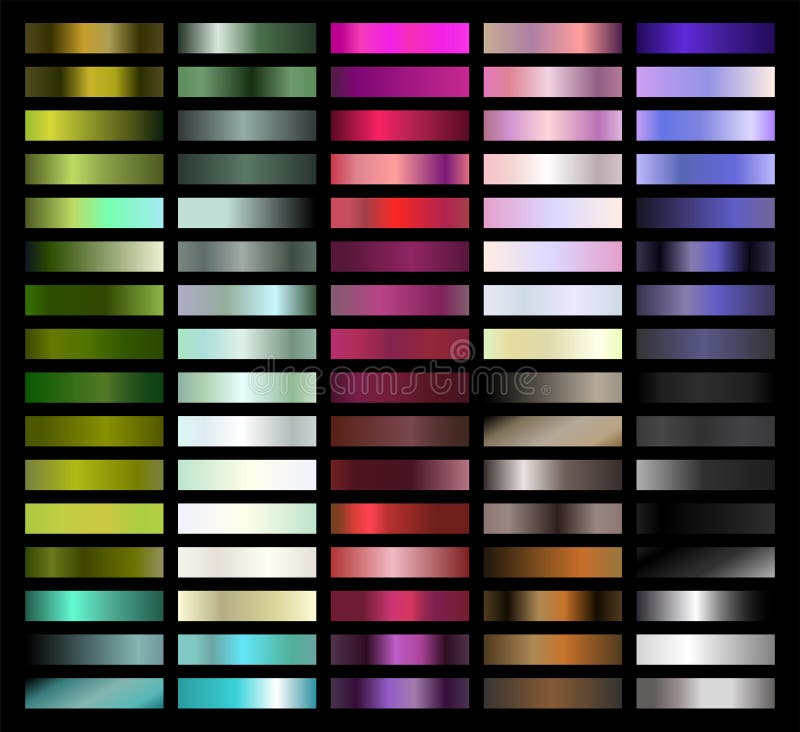 Metal Gradient Collection of Every Color Swatches Stock Vector ...