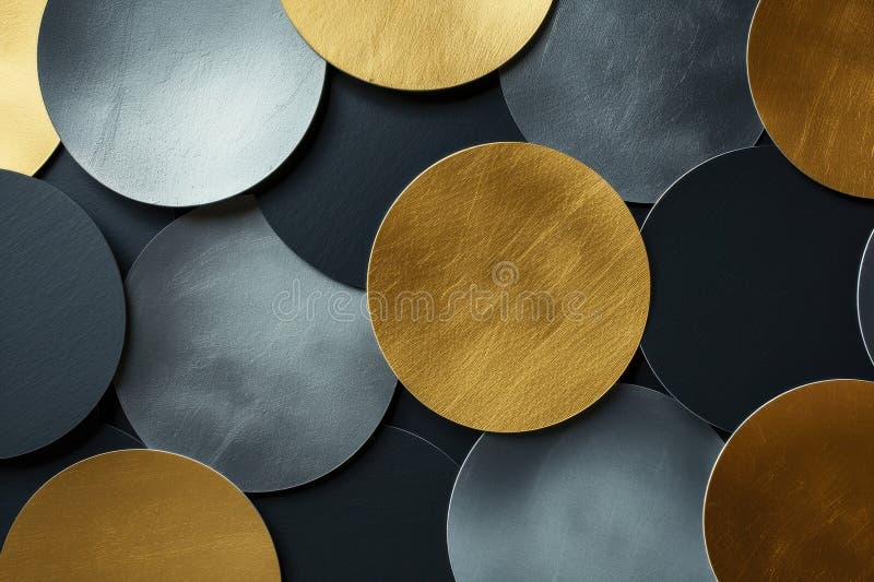 Elegant Metallic Circles on Dark Matte Background for Minimalist Design ...