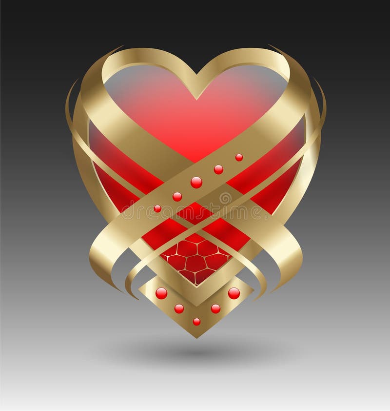 Elegant Metallic Heart Embleme with Embellishment Stock Vector ...