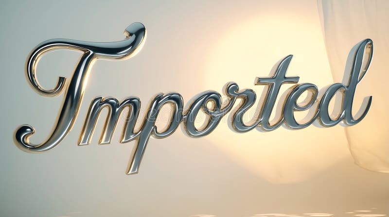 Elegant Metallic Script Spelling Imported in a Softly Lit Background ...