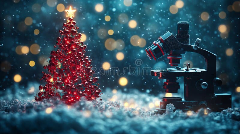 Elegant Microscope Transformed into a Festive Christmas Tree Adorned ...