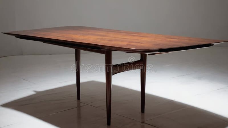 Elegant Mid Century Modern Dining Table Casting a Shadow on a White ...