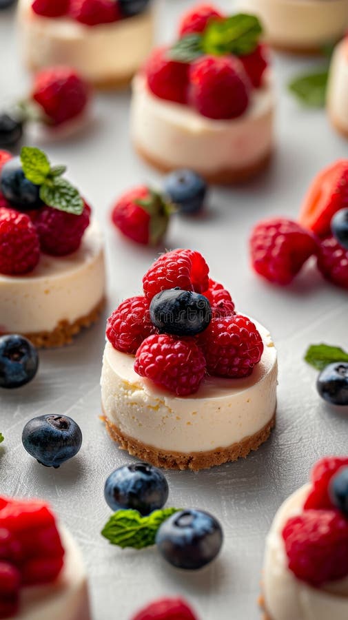 Elegant Mini Cheesecakes Buffet Minimalistic Setup with Fresh Berries ...