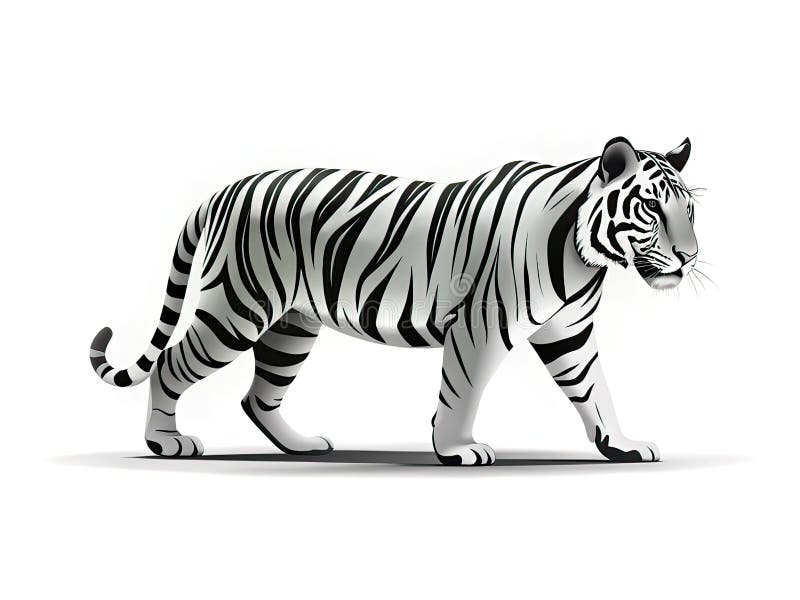 Elegant Minimalist Black and White Tiger Walking Loop a Dynamic 2D ...
