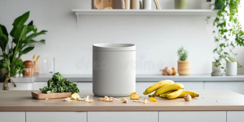 Elegant Minimalist Compost Bin on Modern Kitchen Counter for Eco ...