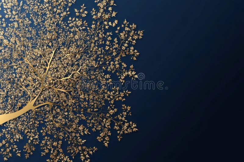 Elegant Minimalist Depiction of Golden Tree Branches on Dark Background ...