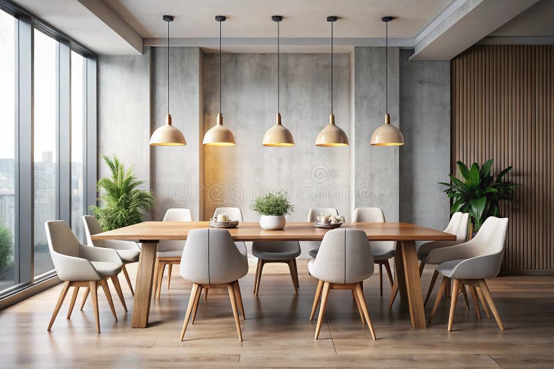 Elegant Minimalist Dining Area Design for a Modern Restaurant a Long ...