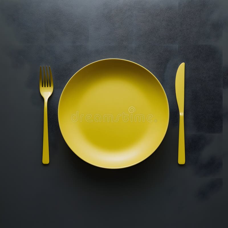 Elegant Minimalist Dining Setup with Yellow Plate and Silverware on ...