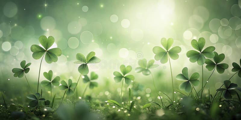 Elegant Minimalist Double Exposure Irish Clover Background a Serene ...