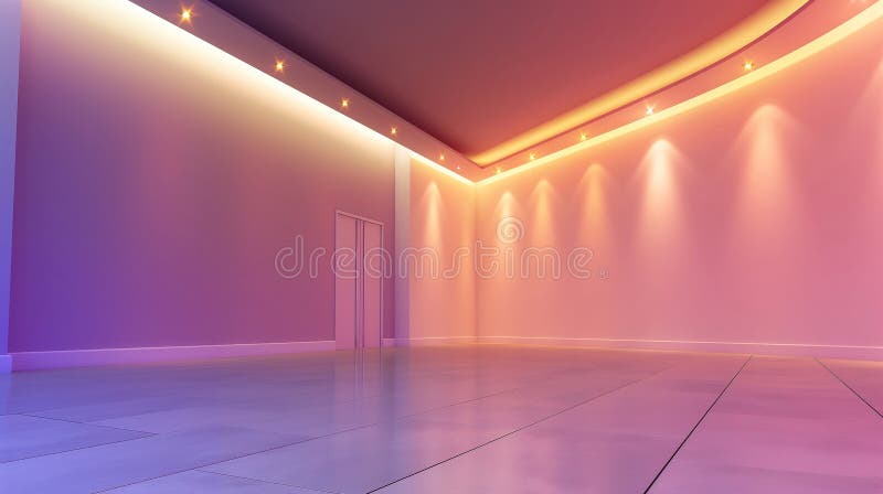 Elegant Minimalist Empty Room with Soft Ambient Lighting and Sleek ...