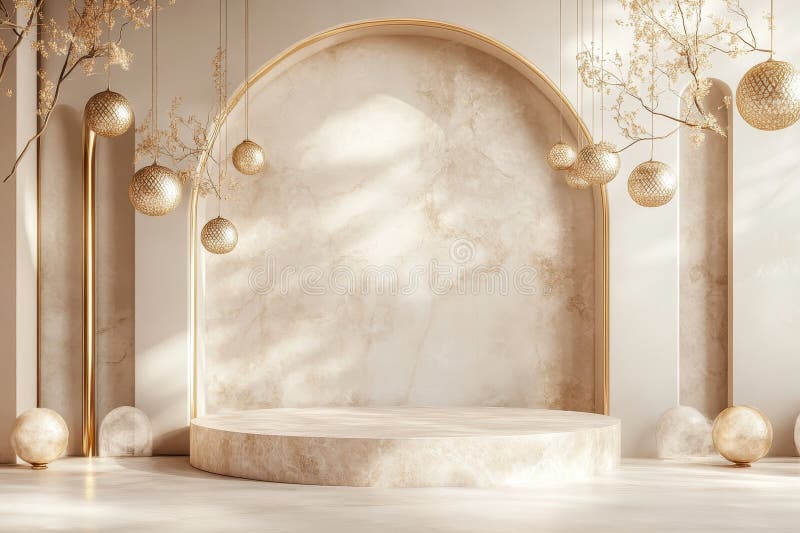 Elegant Minimalist Interior with a Curved Backdrop and Decorative ...