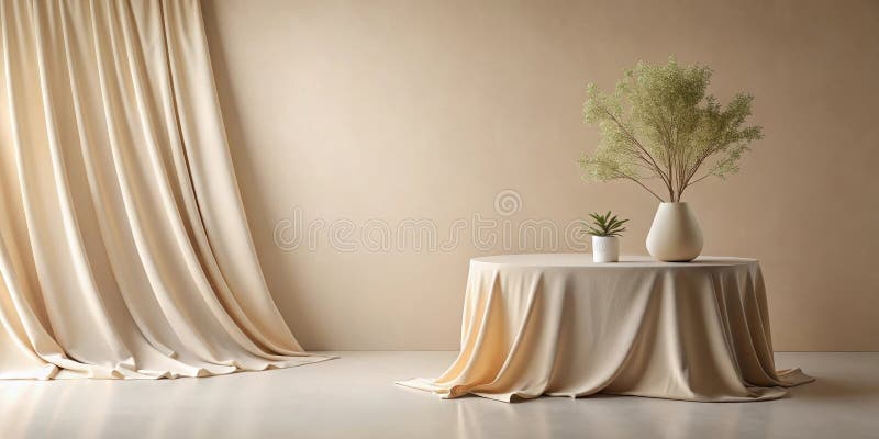 Elegant Minimalist Interior Design with Draped Fabric and Simple Decor ...