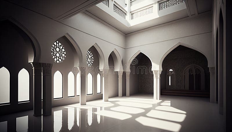 Interior Design of a Mosque, Minimalist Design Architecture Stock ...