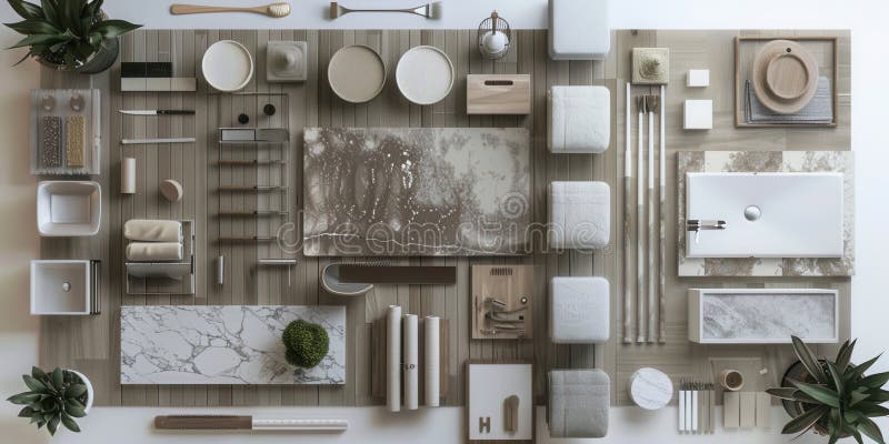 Elegant Minimalist Interior Design. Presentation Board Layout Stock ...