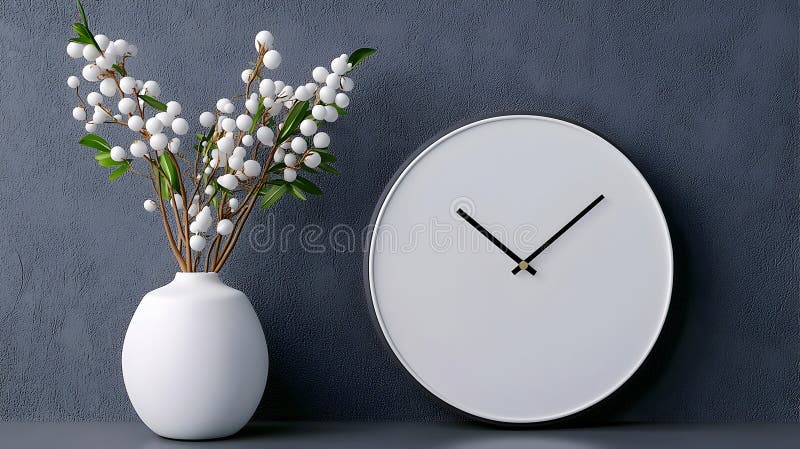 Elegant Minimalist Office Clock Casting Refined Shadow Play on Plain ...
