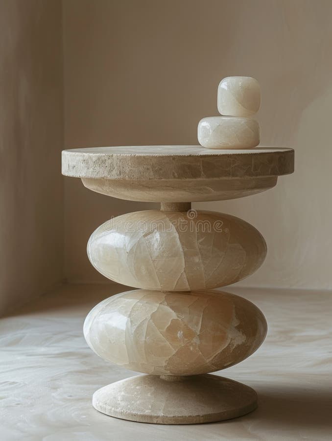 Elegant Minimalist Onyx Stone Table with Three Onyx Spheres in Modern ...