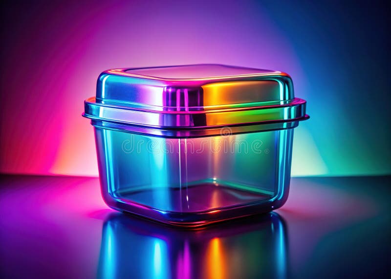 Elegant Minimalist Plastic Container Mockup with Double Exposure Neon ...